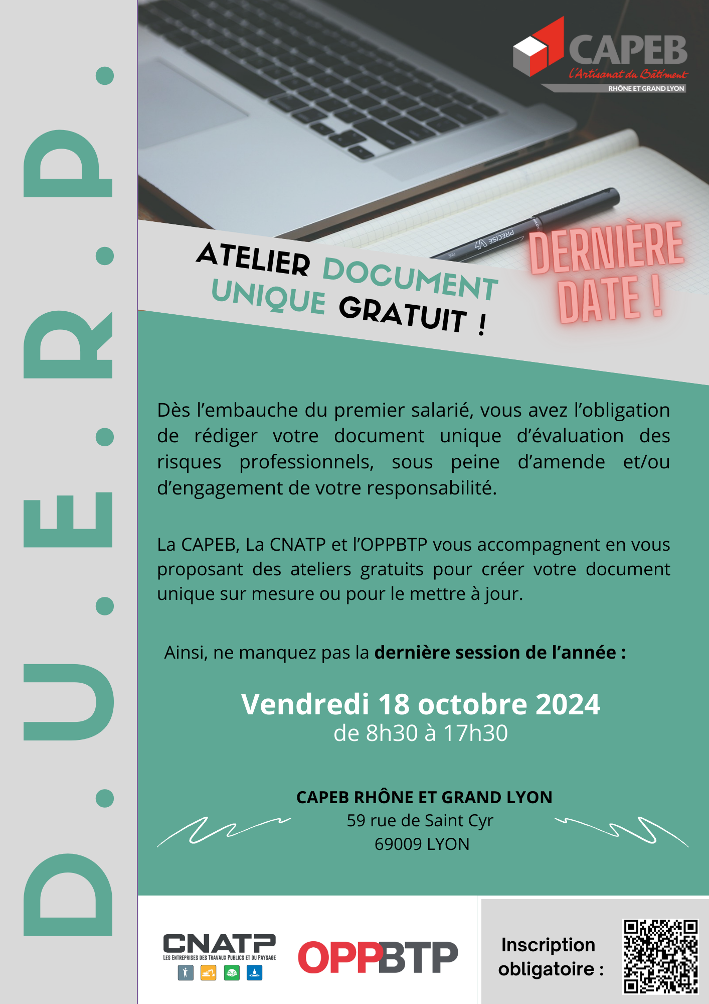 Dernier Atelier Document Unique Gratuit ! ・ CAPEB